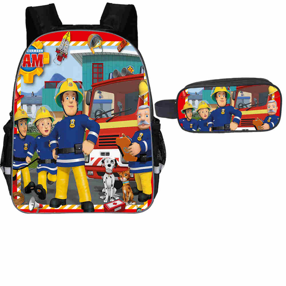 2Pcs/Set Portfolio For School Bag Girls Boys Fashion Fireman Sam Print ...