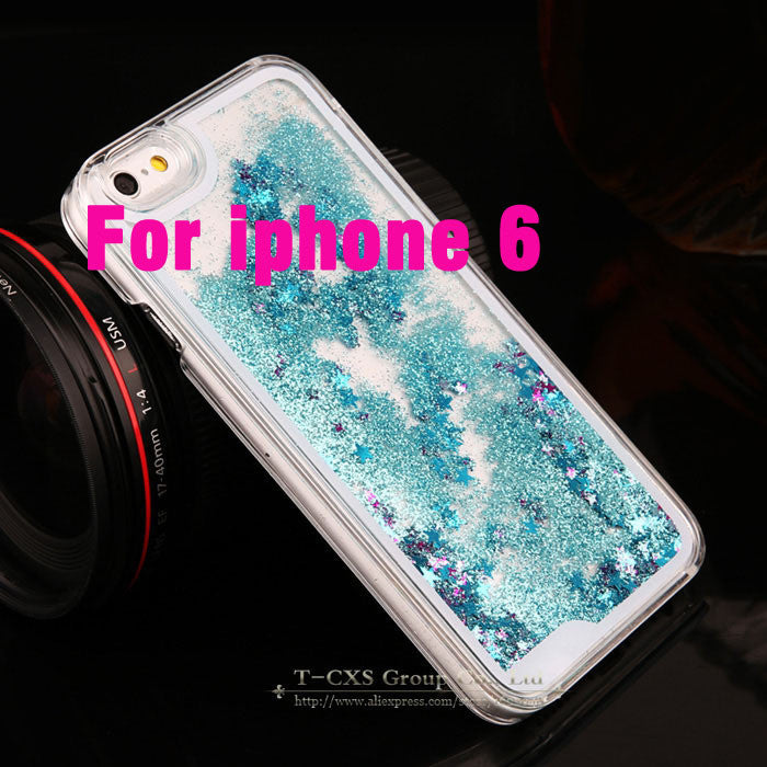 For iphone 5C New Clear Cellphone Back Cover Case Dynamic Liquid Glitt ...