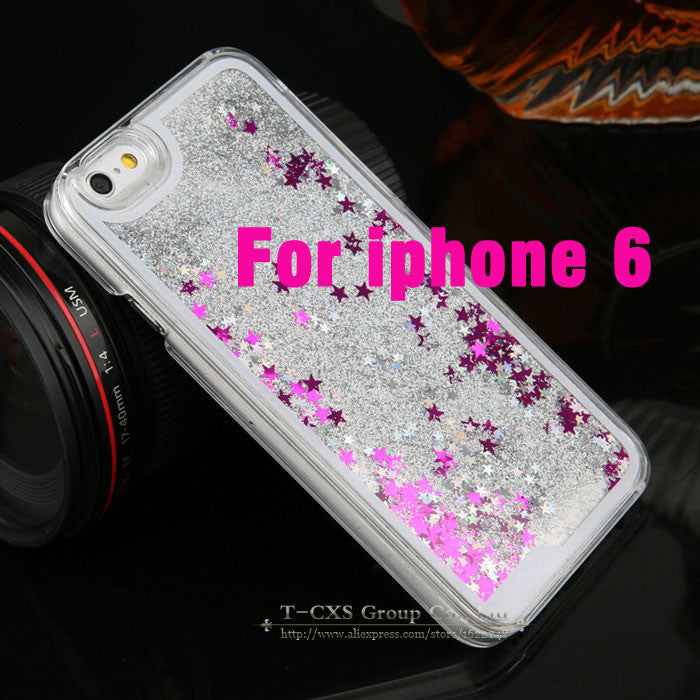 For iphone 5C New Clear Cellphone Back Cover Case Dynamic Liquid Glitt ...