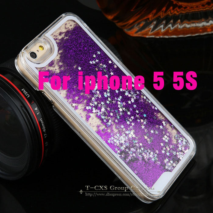 For iphone 5C New Clear Cellphone Back Cover Case Dynamic Liquid Glitt ...