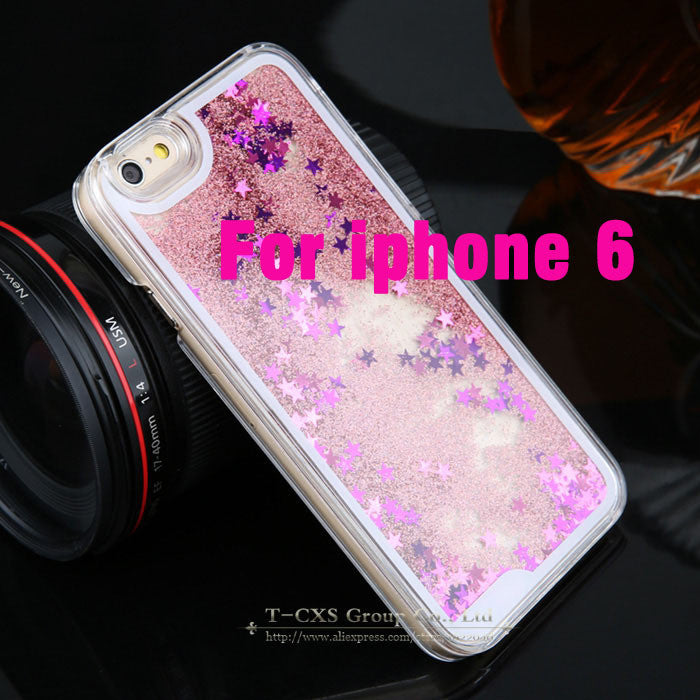 For iphone 5C New Clear Cellphone Back Cover Case Dynamic Liquid Glitt ...