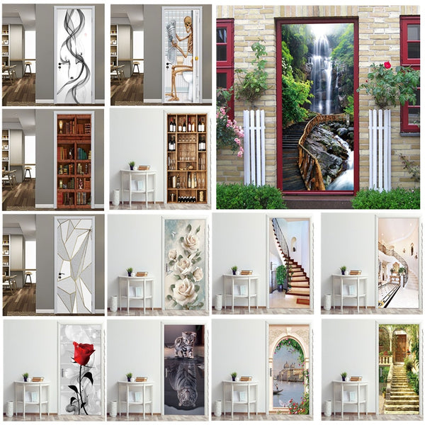 Creative 3D Door Sticker 95x215cm/Custom Size Self Adhesive Wallpaper ...