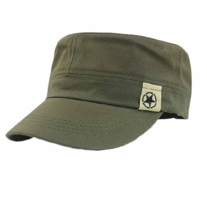 Fashion Flat Roof Military Hat Caps Unisex Mens Army Sun Hats Outdoor ...