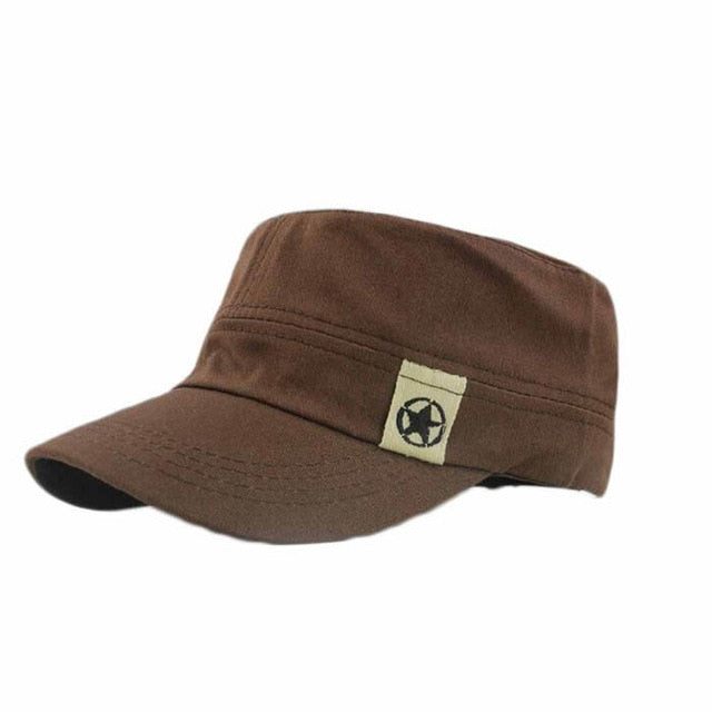Fashion Flat Roof Military Hat Caps Unisex Mens Army Sun Hats Outdoor ...