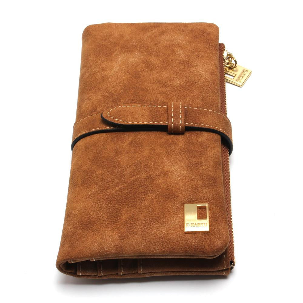 2016 New Fashion Women Wallets Drawstring Nubuck Leather Zipper Wallet ...