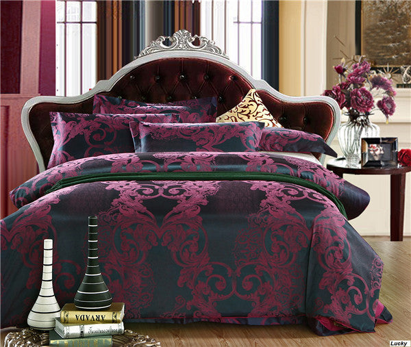 Home textile Stain Jacquard bedding set duvet cover set bed sheet bed ...