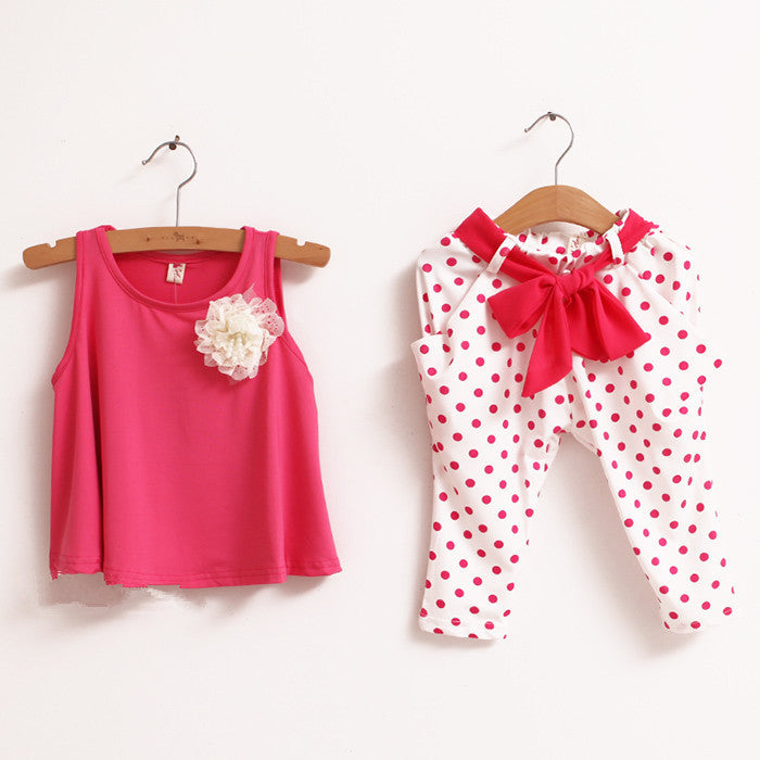 Retail NEW Kids Girls Sets Rose Flower Top Shirt + Bloomer Short Pants ...